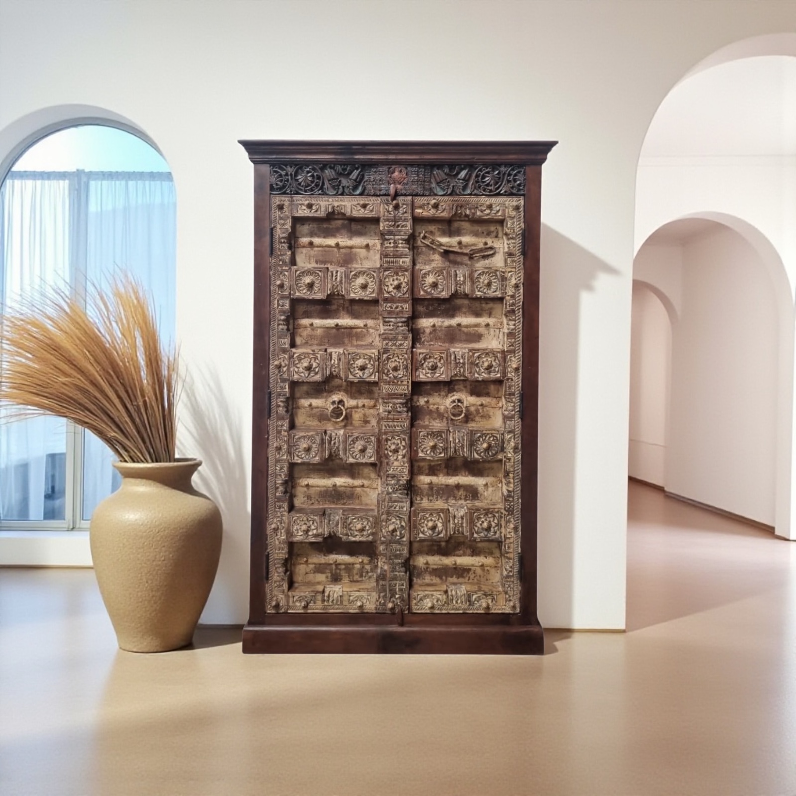 TEAK & RUGS | Antique Mughal Era Teak Wood Indian Almari Cabinet