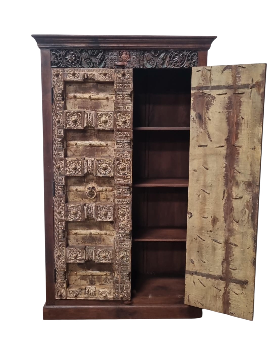 TEAK & RUGS | Antique Mughal Era Teak Wood Indian Almari Cabinet
